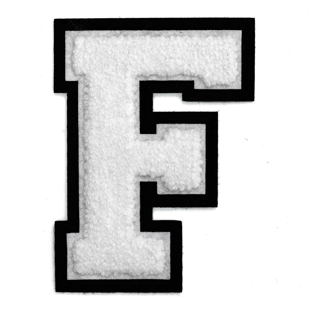 Chenille Stitch Varsity Iron-On Patch by pc, 4-1/2", White/Black, TR ...