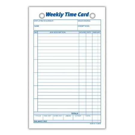 Adams Weekly Time Cards, 1-Sided, 4.25 x 6.75 Inches, White Index ...