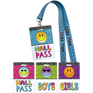 6 Pack - Student Hall Pass Breakaway Lanyards with Location Card Passes ...