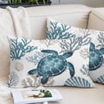 Coastal Sea Turtle Body Pillow Cover Blue Gray Shell Coral Ocean Summer ...