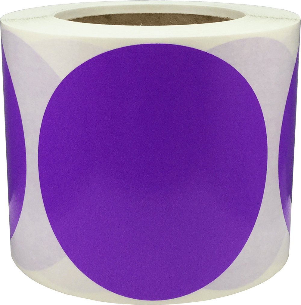 Color Coding Labels Purple Round Circle Dots 4 Inch 500 Total Adhesive ...