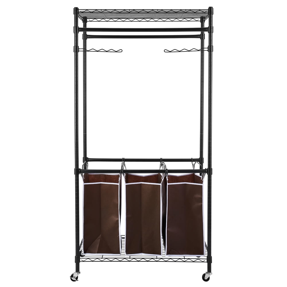 Veryke Heavy-Duty Commercial Sorting Hamper, Mobile Grade Clothes Rack ...