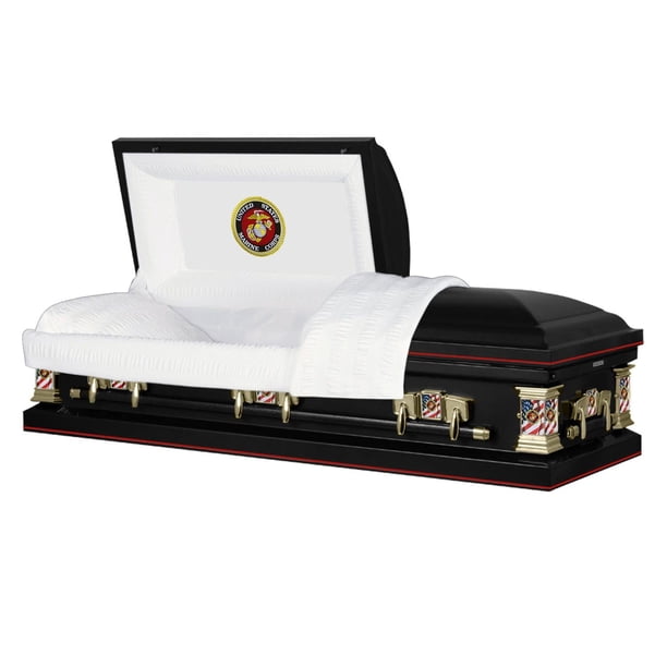 Titan Casket, Veteran Premier Steel Marines Casket with White Crepe ...