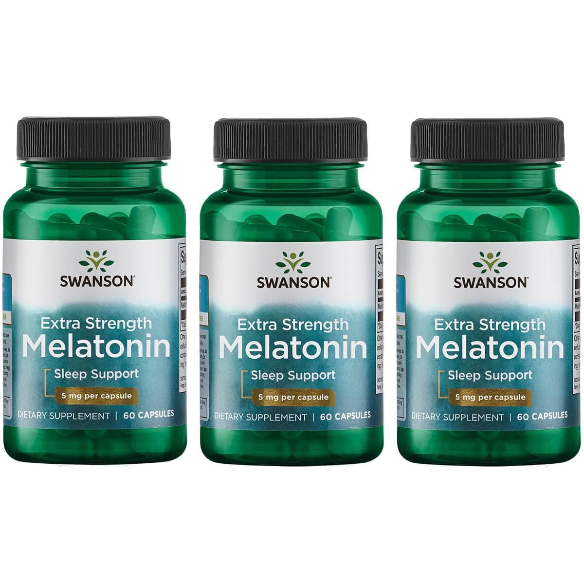 Swanson Extra Strength Melatonin - 100% Drug Free 5 mg 60 Caps 3 Pack ...