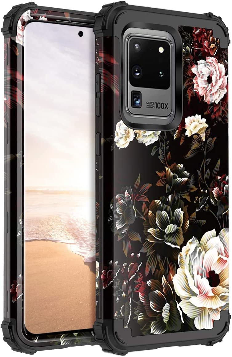 Casetego for Samsung Galaxy S20 Ultra Case Floral 3 in 1 Heavy Duty Hybrid Sturdy High Impact ...