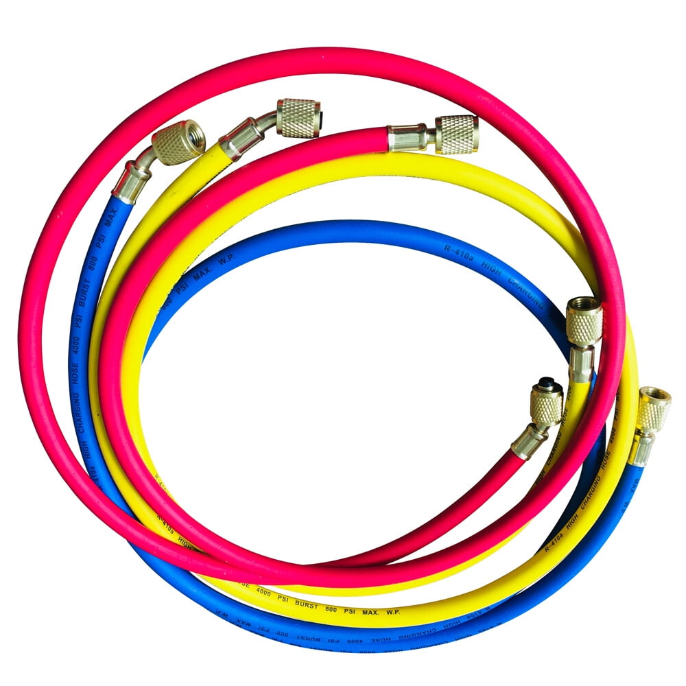 3 x 60" R410a R134a R22 HVAC Charging Hoses AC Refrigerant 1/4" SAE ...