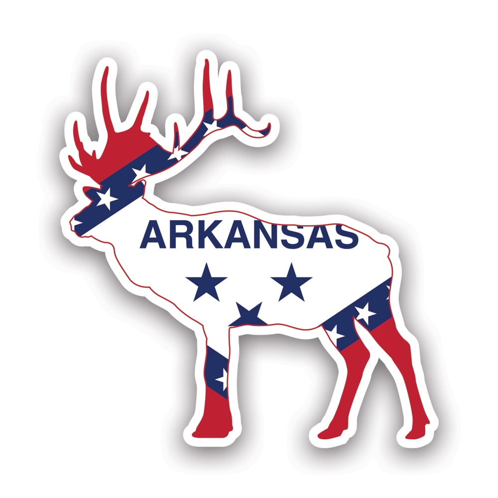 Arkansas Deer Shaped Flag Sticker Decal - Self Adhesive Vinyl ...