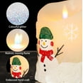 Meltone LED Xmas Pillar Candles, Flameless Flickering, Timer & Remote, Snowman, Battery Operated ...