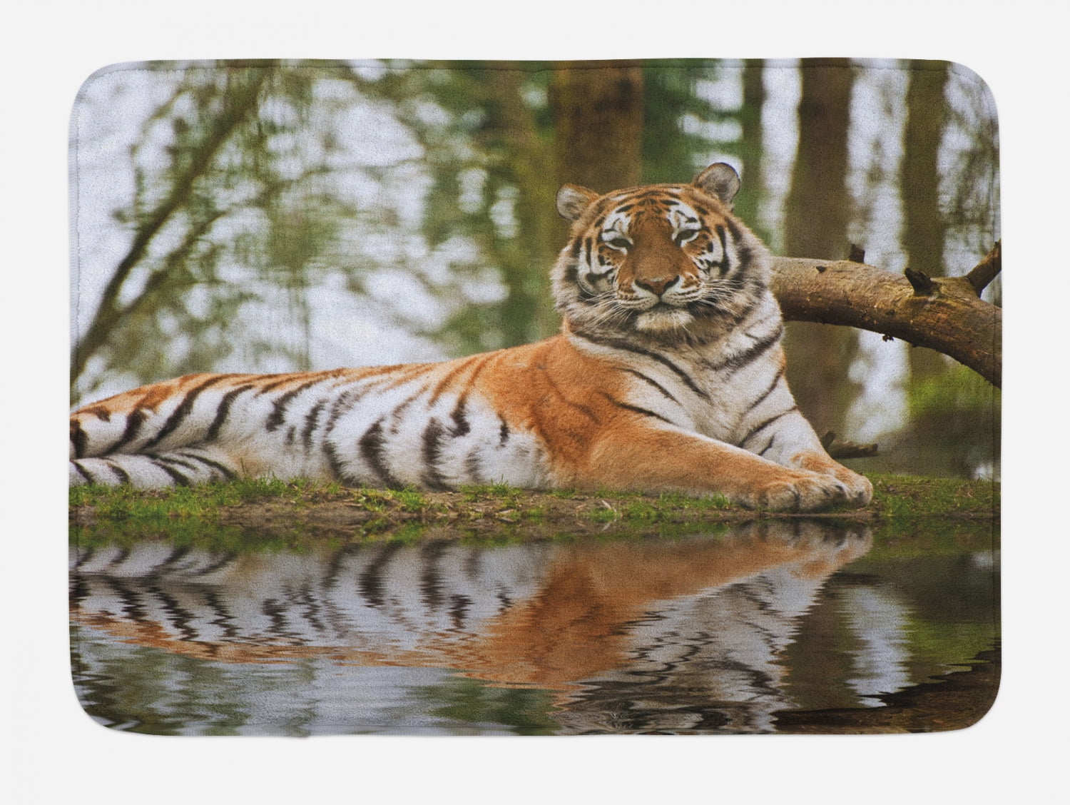 Tiger Bath Mat, Beast of Siberia Resting on a Warm Day on a Lake with ...