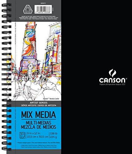 Canson Artist Series Mix Media Paper Pad for Wet or Dry Media, Dual ...