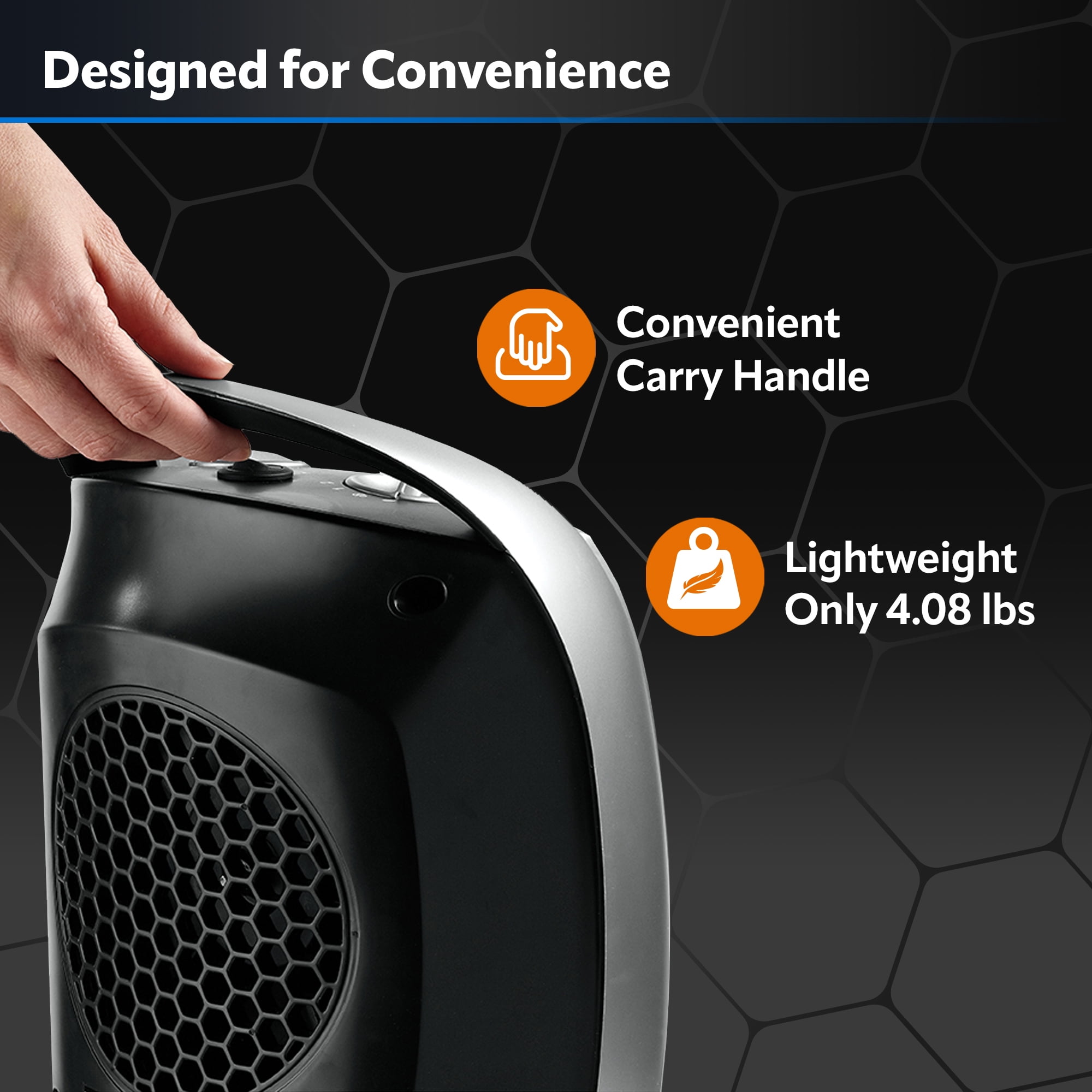 Lasko Oscillating Ceramic Tabletop Electric Space Heater with Adjustable Thermostat, Gray, 5409 ...