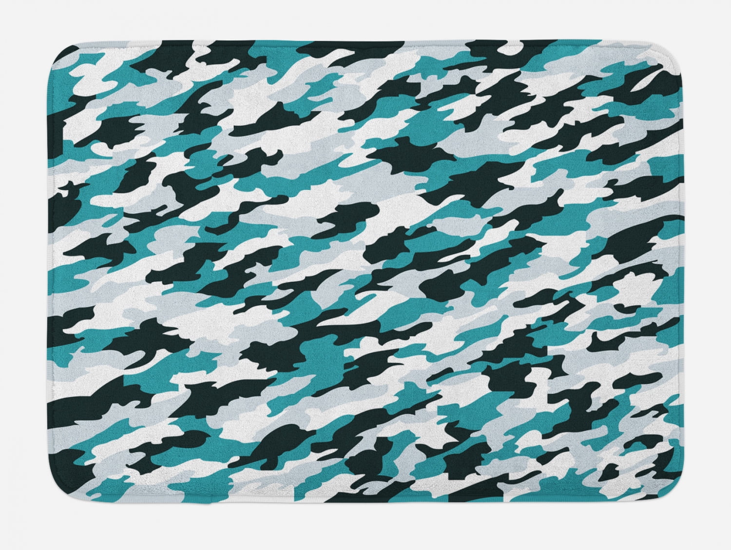 Camo Bath Mat, Aquatic Ocean Sea Inspired Illustration Navy Tile ...