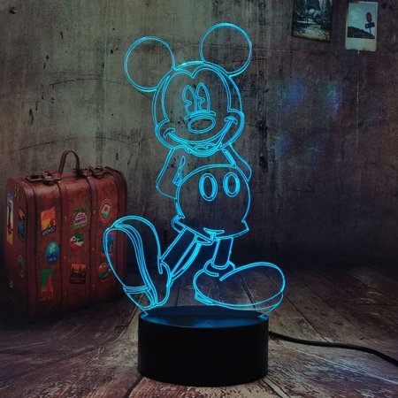 Creative Cute Mickey Mouse 3D Optical Illusion LED Night Light Table ...