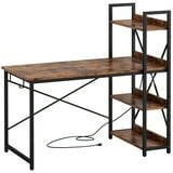 TribeSigns Computer Desk with 4-Tier Storage Shelves, 60 inch Modern ...