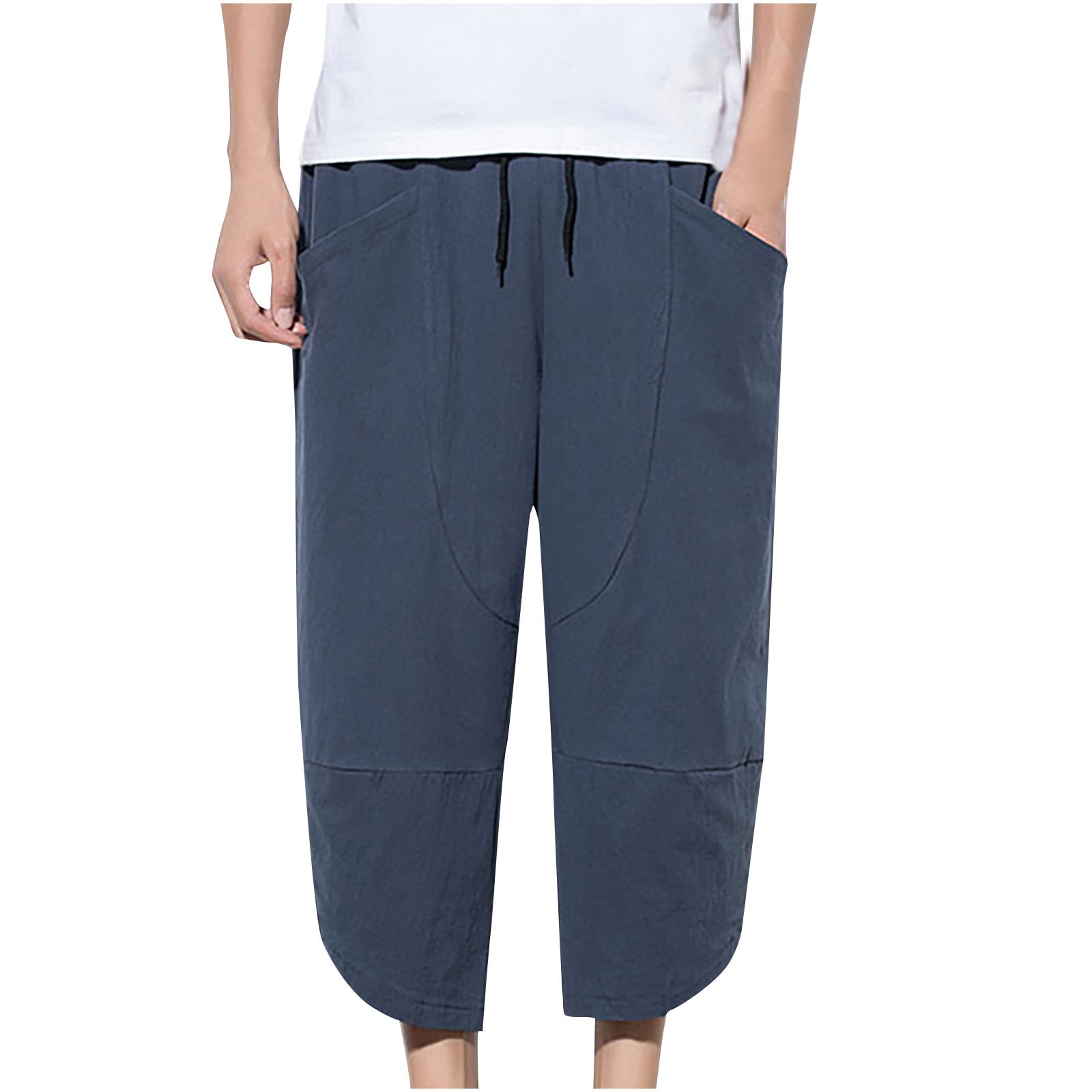 Click here for Cameland Mens Cotton Linen Capris Pants Plus Size... prices