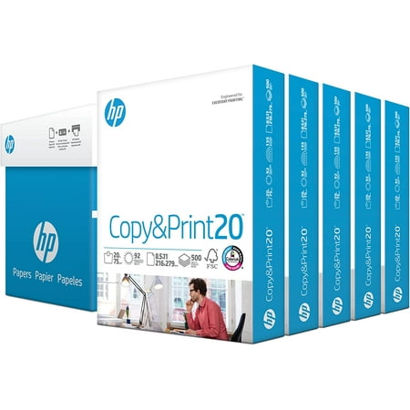 HP Printer Paper 8.5x11 Copy&Print 20 lb 5 Ream Case 2500 Sheets 92 ...