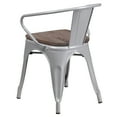 Flash Furniture 4 Pk. Silver Metal Chair with Wood Seat and Arms ...