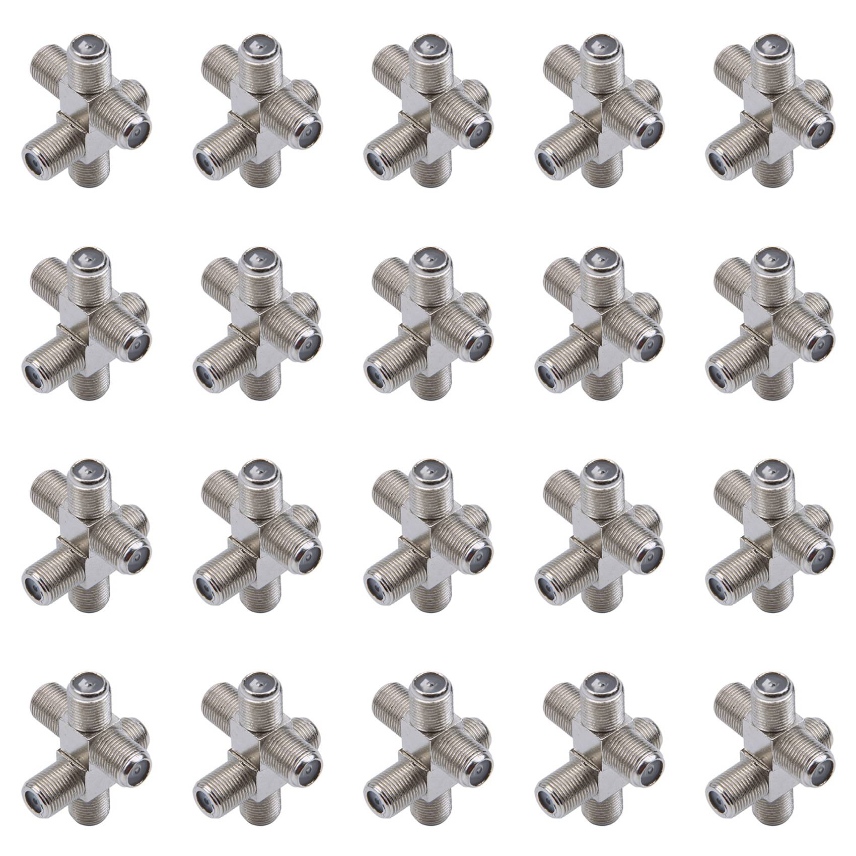 20-Pack 3-Way F-Type Coax Cable Splitter Combiner Female to 3 Female ...