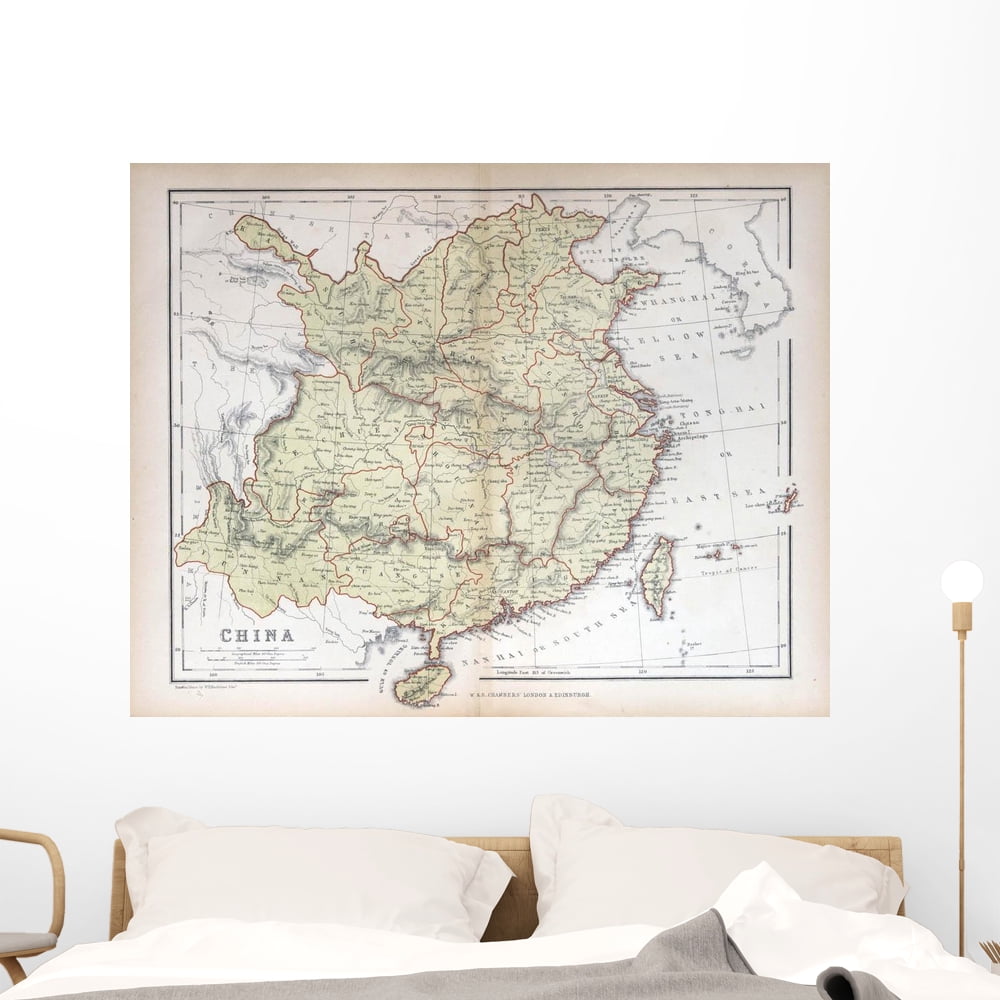 Old Map China 1870 Wall Mural by Wallmonkeys Peel and Stick Graphic (48 ...