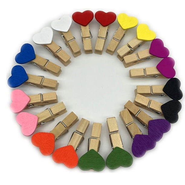 100 Uds (coloridos) pinzas de madera para ropa Mini Clips de fotos de ...