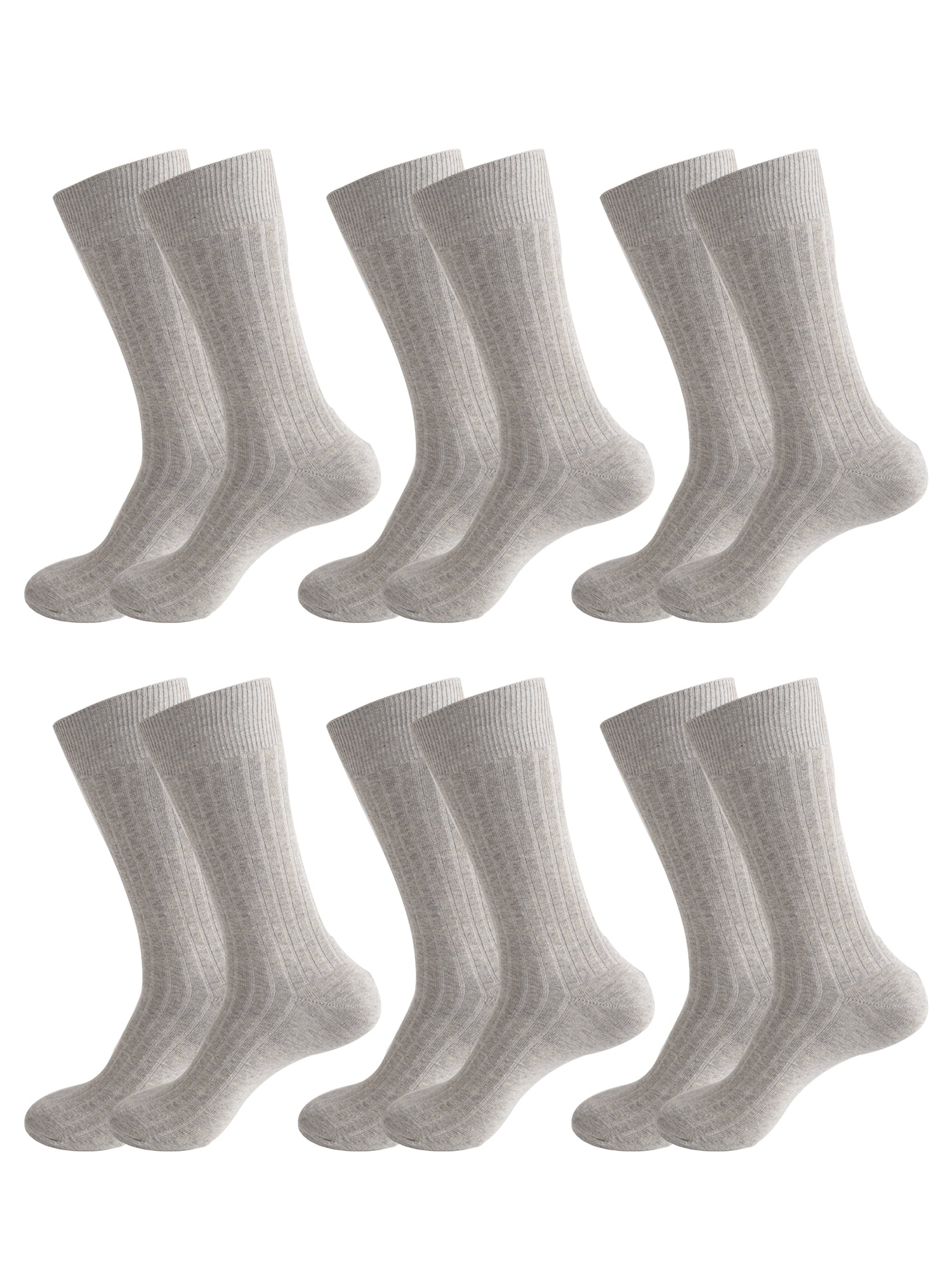 Hanerdun Men Crew Socks Soft Dress Socks, 6 Pairs, Light Gray, Size 9 ...
