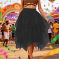 Bibifish Womens Maxi Skirts Solid Elastic Waist Skirts Tulle Tiered ...
