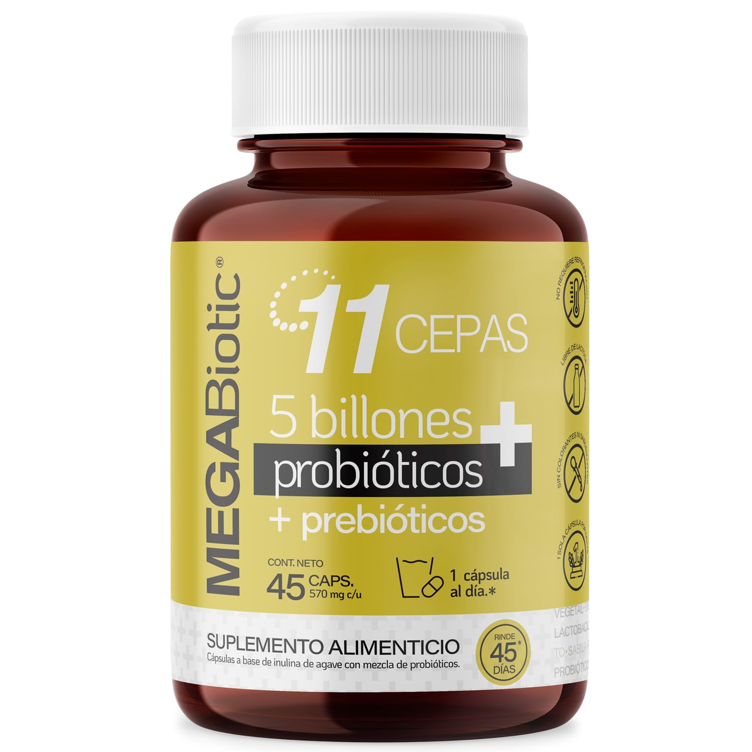 Suplemento Alimenticio MEGABIOTIC Probióticos 5 Billones 11 Cepas ...