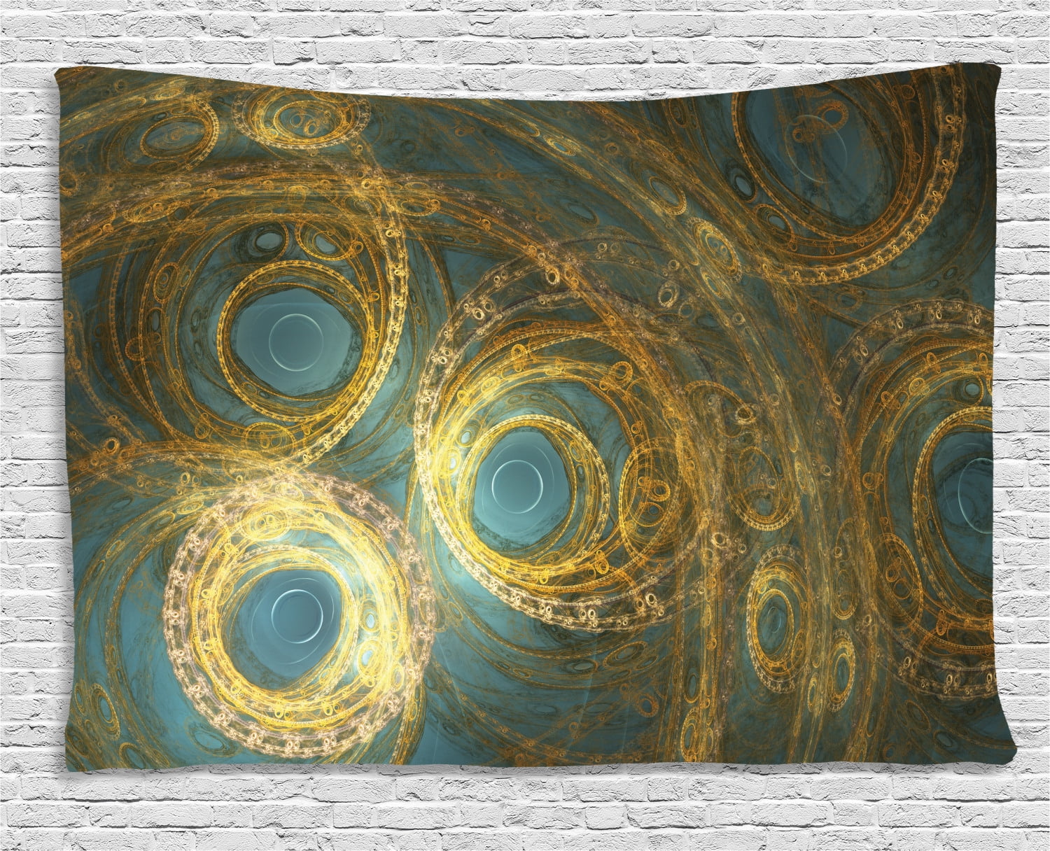 Steampunk Tapestry, Fantasy Whirlwind Shaped Mechanic Clockwork Design ...