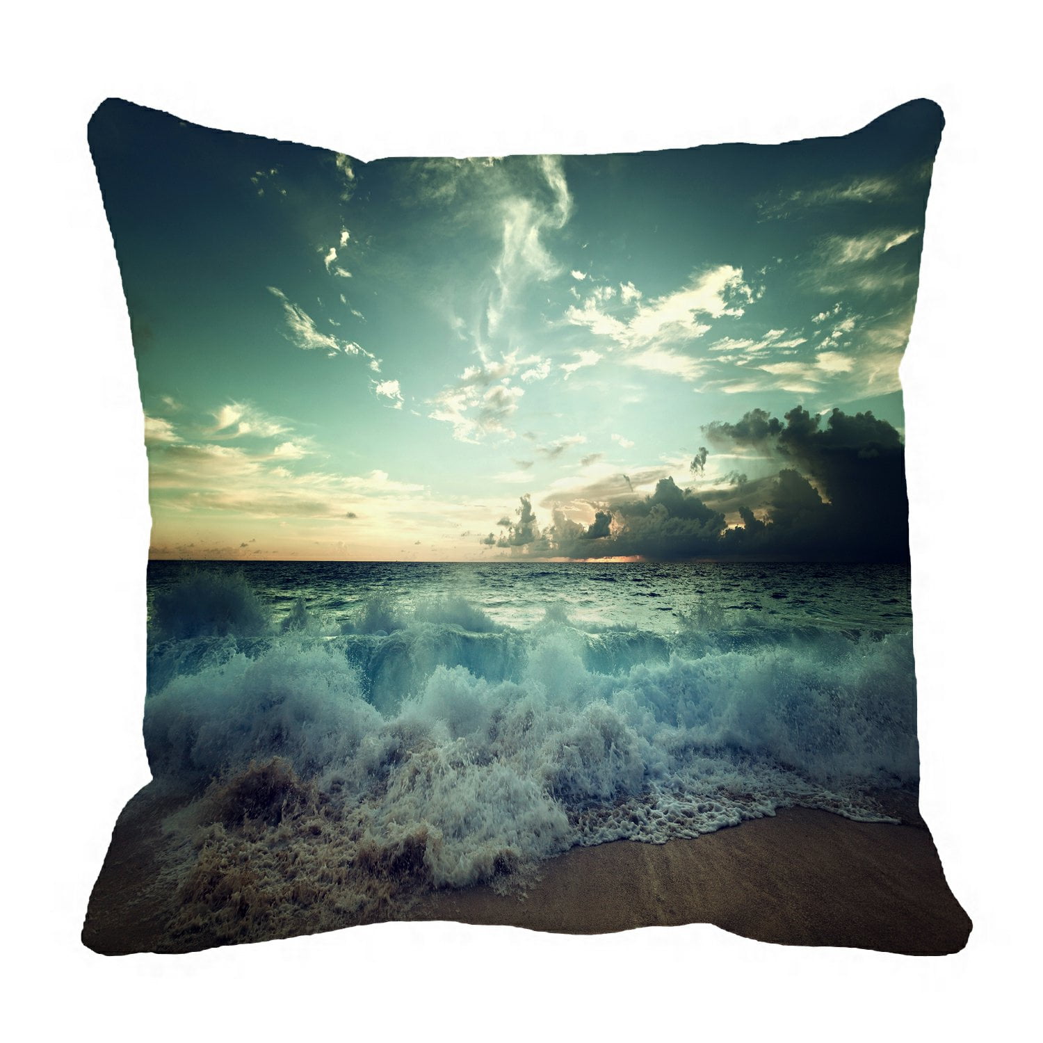 PHFZK Ocean Sea Waves Pillow Case, Seychelles Beach in Sunset Time Blue ...