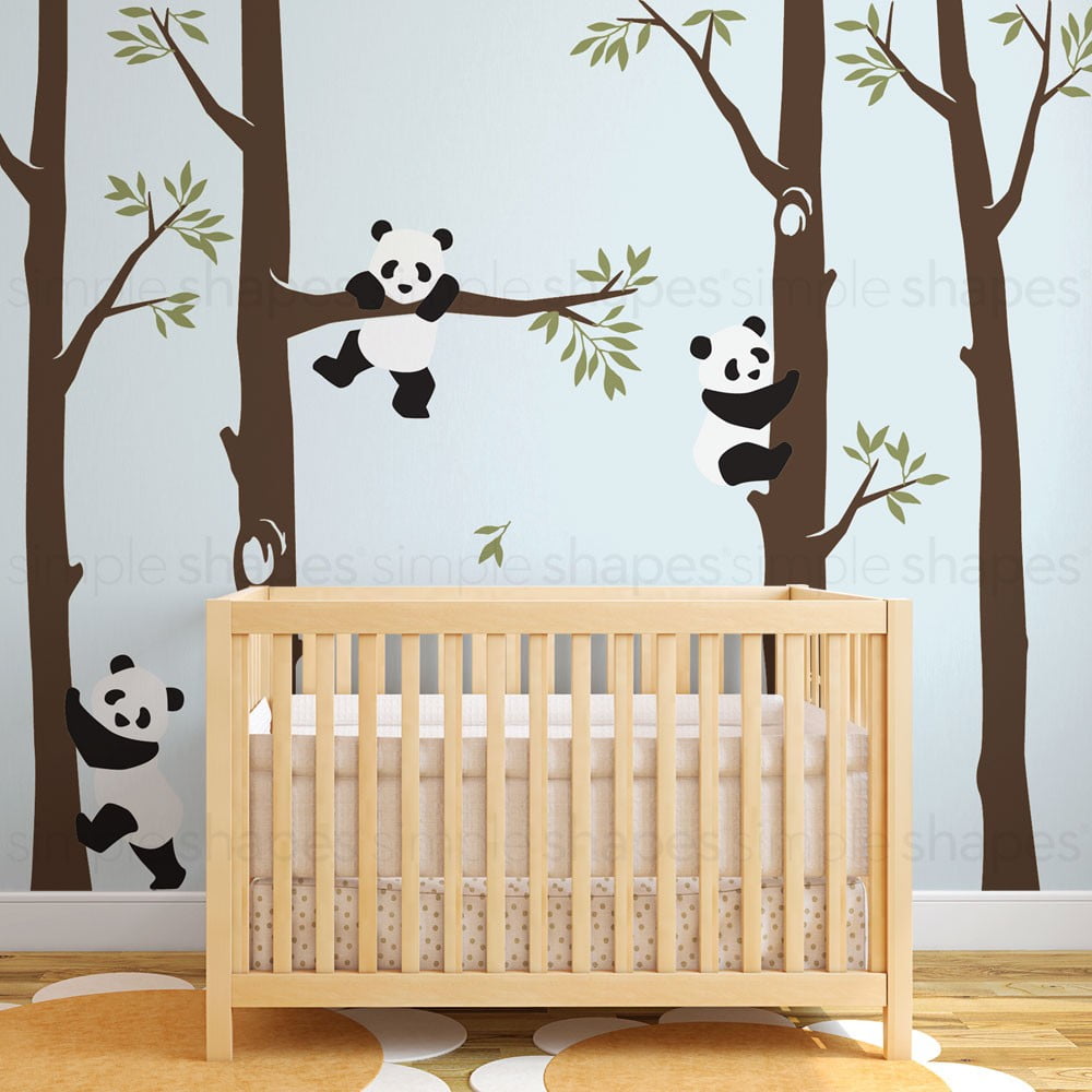 Trees with Pandas Wall Decal - Scheme A - 108" Tall Trees - Walmart.com