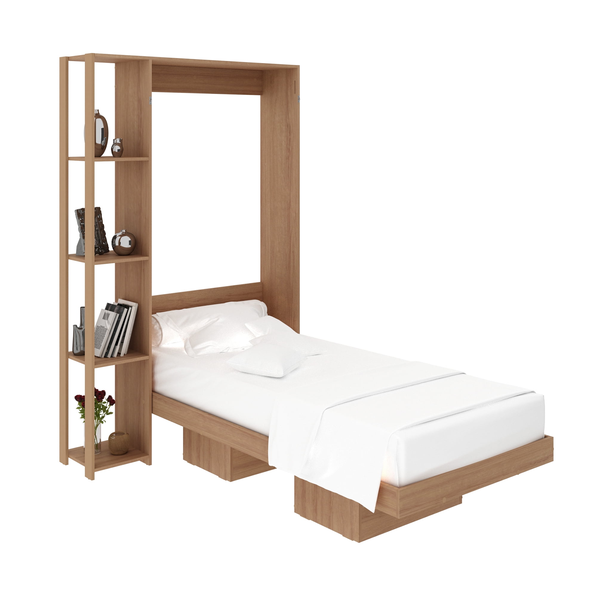 Cama Individual Abatible Con Estantes Almendra CM8025.0002 MADIK ...