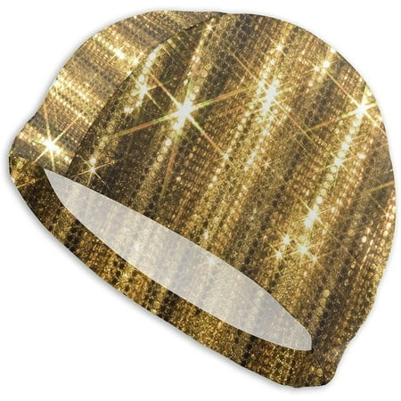 Gold Sequin Sparkle Swim Cap, Polyester High Elasticity Swimming Cap ...