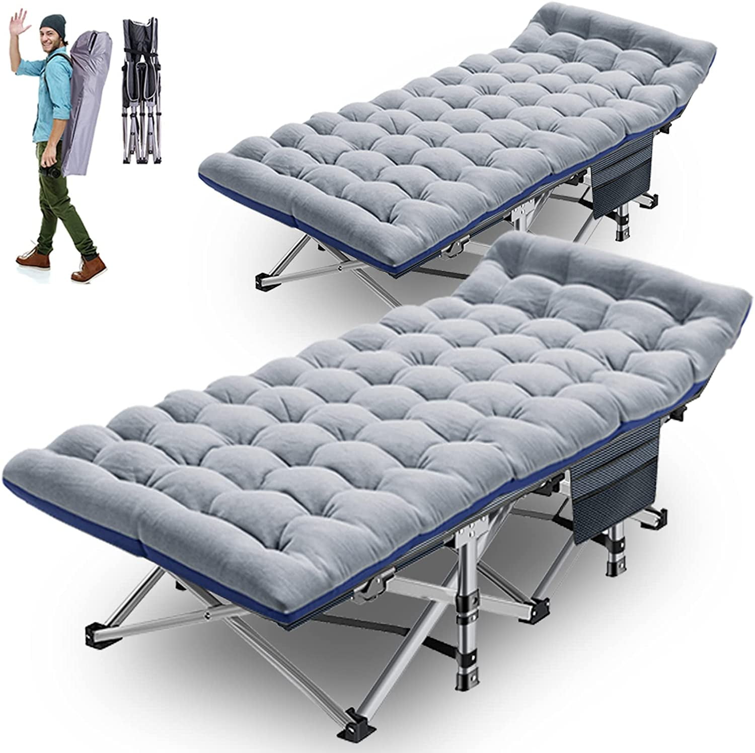 Slsy 2 Pack Folding Camping Cots for Adults, Portable Folding cot,Heavy ...