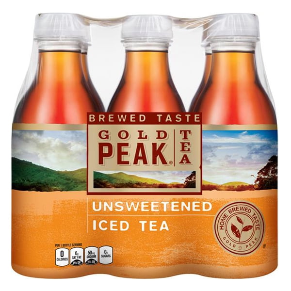 Gold Peak Unsweetened Iced Tea 16.9 oz Plastic Bottles - 6 Bottles in ...
