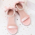 Girls Sandals Summer Solid Color Mid Heel Sandals For With Strap Pearl ...
