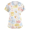 AHMOMEI Stretchy Cartoon Animal Print Womens Scrubs V Neck Short Sleeve ...