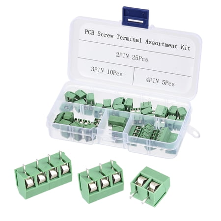 Uxcell 5.0mm Pitch 2/3/4 Pin PCB Mount Screw Terminal Block Connector ...