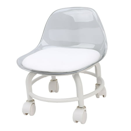 Small Acrylic Stool, Short Rolling Stool Chair, 360 Swivel Silent Low ...