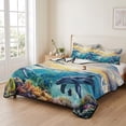 King Quilt Bedding Set Underwater World Dolphins Seagulls Breathable ...