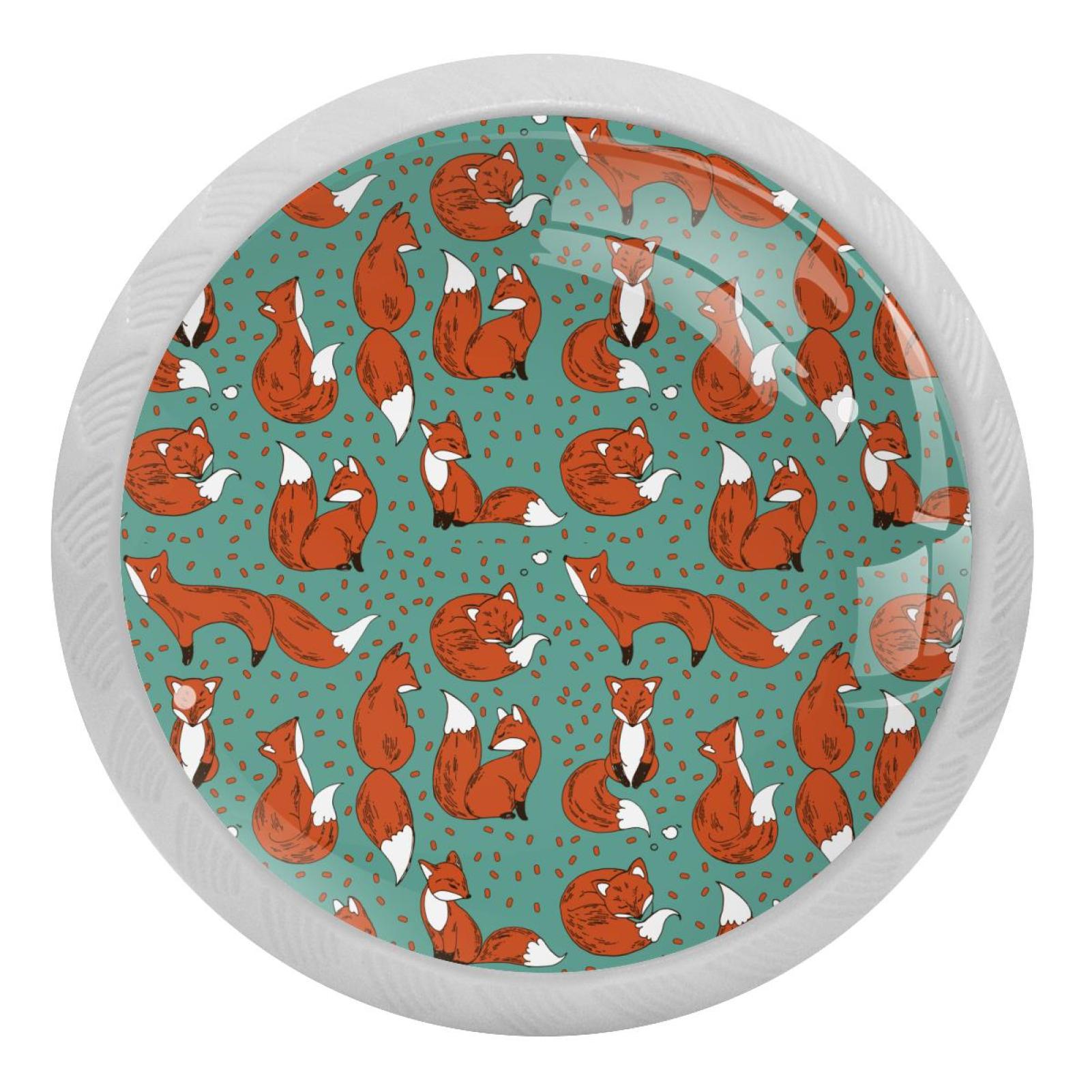 4PCS Round Fox Cabinet Fluorescence Knob Glowing in the Dark Furniture ...