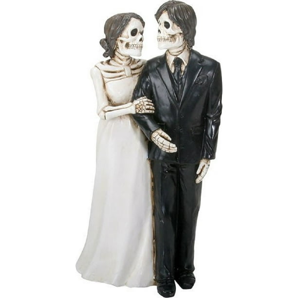 Love Never Dies Skeleton Wedding Bride and Groom Holding Hands Figurine New - Walmart.com ...