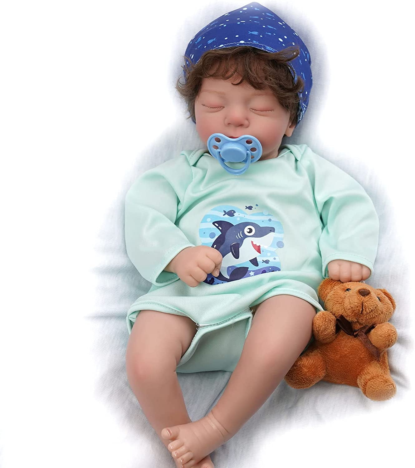Buy JIZHI Realistic Reborn Baby Dolls Sleeping Lifelike Newborn Curly ...