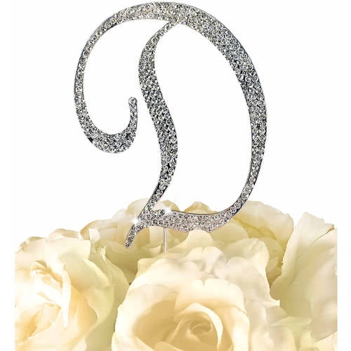 Unik Occasions Sparkling Collection Monogram Cake Topper, Silver ...
