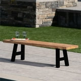 Noble House Lido Light Weight Concrete Outdoor Bench in Natural Oak ...
