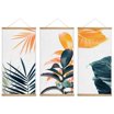 Wall26 3 Panel Hanging Poster, Watercolor Style Tropical Leaves, 18x36 ...