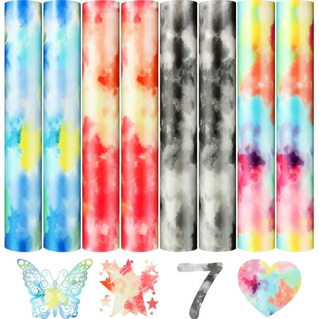 8 Sheet Rainbow Heat Transfer Vinyl HTV 12 x 8 Inch 4 Assorted Color ...