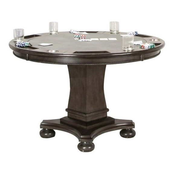 Bowery Hill Poker Room Furniture - Modern Gray Finish Wood Round Game ...