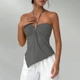 Aezemi Women Tube Tank Tops, Ruched Halter Neck Slim Fit Spaghetti ...