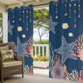 Boho Floral Starfish Outdoor Curtains for Patio, Coastal Coral Seaweed ...