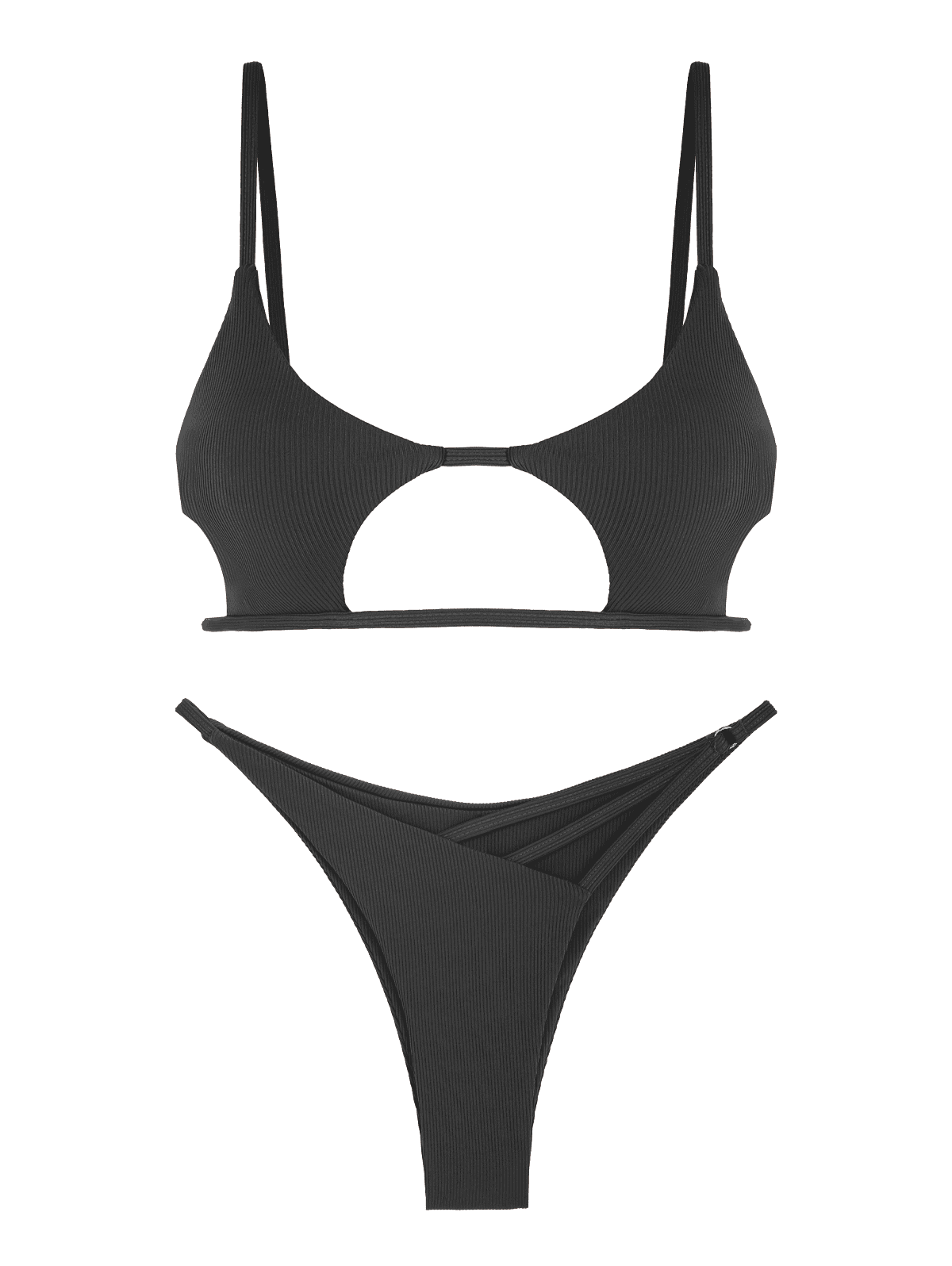 Zaful Womens Sexy Cutout Bikini Thong Bikini Set String Two Piece